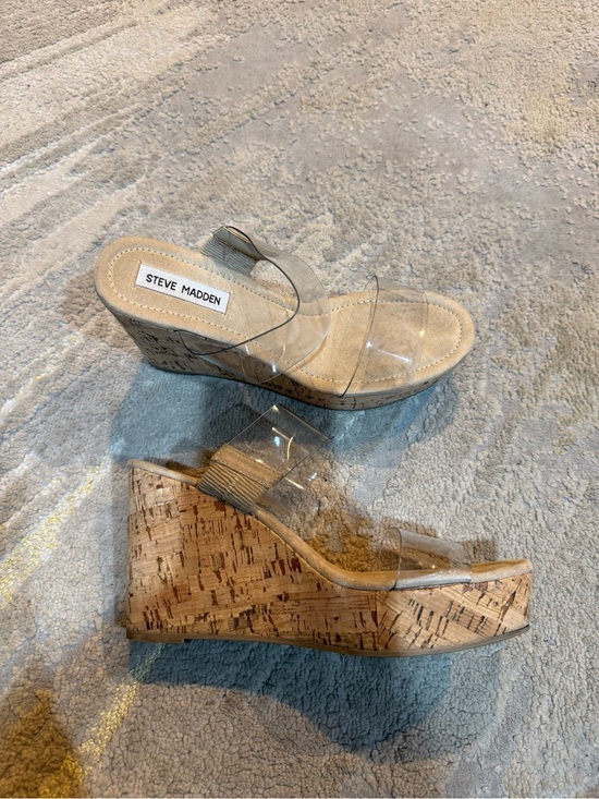 Steve Madden | Shoes | Steve Madden Clear Strap Sandals Wedge Heels ...